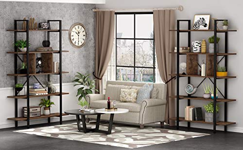 Tribesigns Bookshelf, 5-Tier Industrial Bookcase, Display Shelf Decorative Shelf Wood Storage Rack for Corner, Living Room, Office