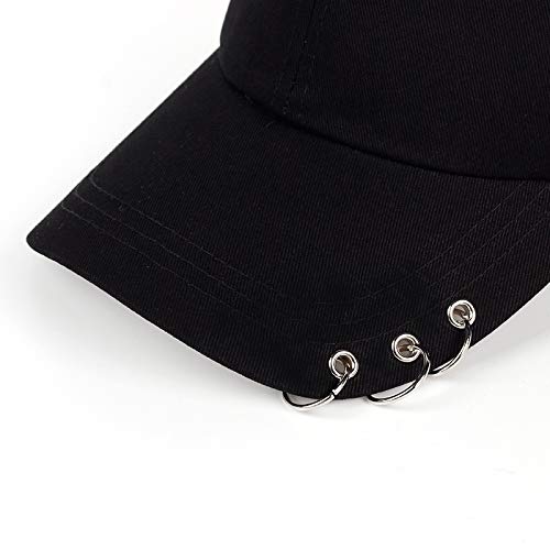 Adult Casual Solid Adjustable Iron Ring Baseball Caps Snapback Cap Casquette Hats Fitted Casual Gorras Dad Hats (one size, Black)