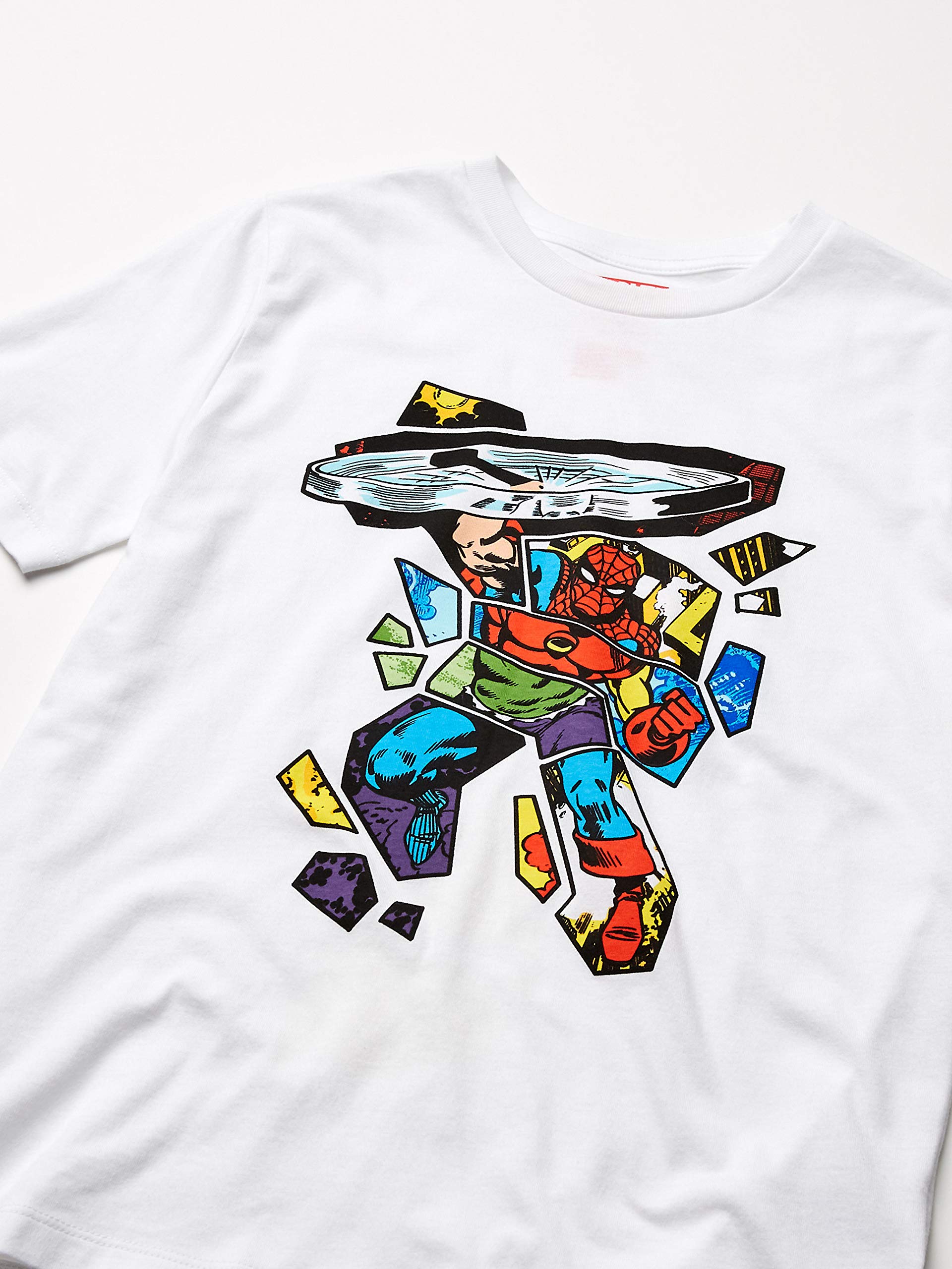Amazon Essentials Disney | Marvel | Star Wars Boys' Short-Sleeve T-Shirts (Previously Spotted Zebra), Pack of 4, Marvel Heroes Print, X-Small