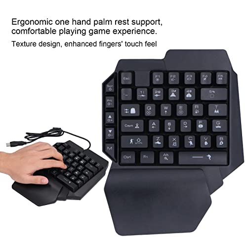 ASHATA One Handed Mechanical Gaming Keyboard, Mechanical Keyboard, One Handed Ergonomic RGB Colorful Backlit USB Wired Gaming Keyboard