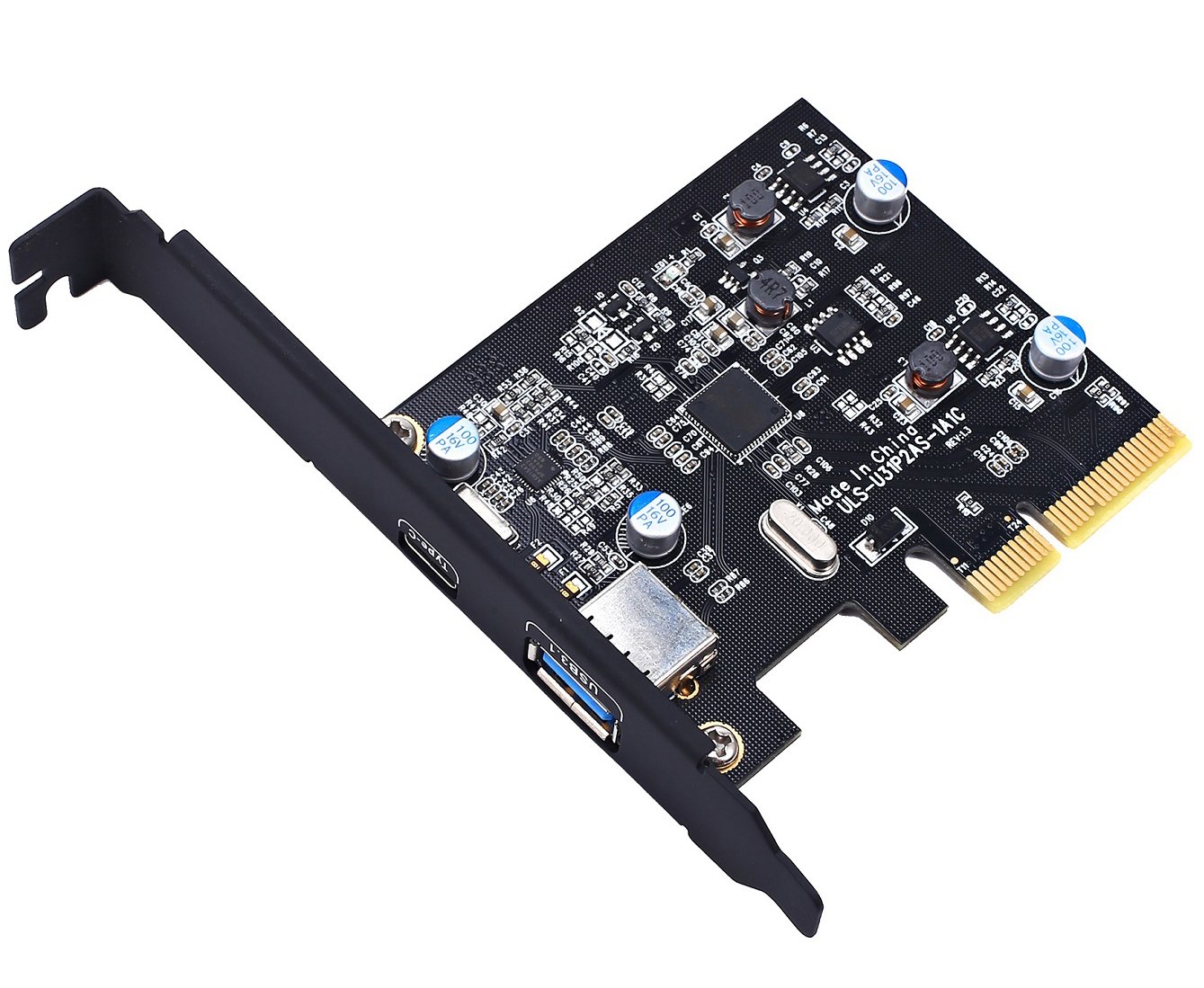 TOTOVIN PCI-E PCI Express to USB 3.1 Gen 2 (10 Gbps) Type A+Type C Expansion Card Asmedia Chipset for Windows 7/8/8.1/10/Linux Kernel (Type A+Type C)