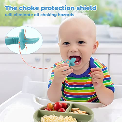 Baby Spoons - First Stage Toddler Utensils - Baby Led Weaning Spoons - Food Grade Soft Silicone Anti-Choke, Self Feeding Set
