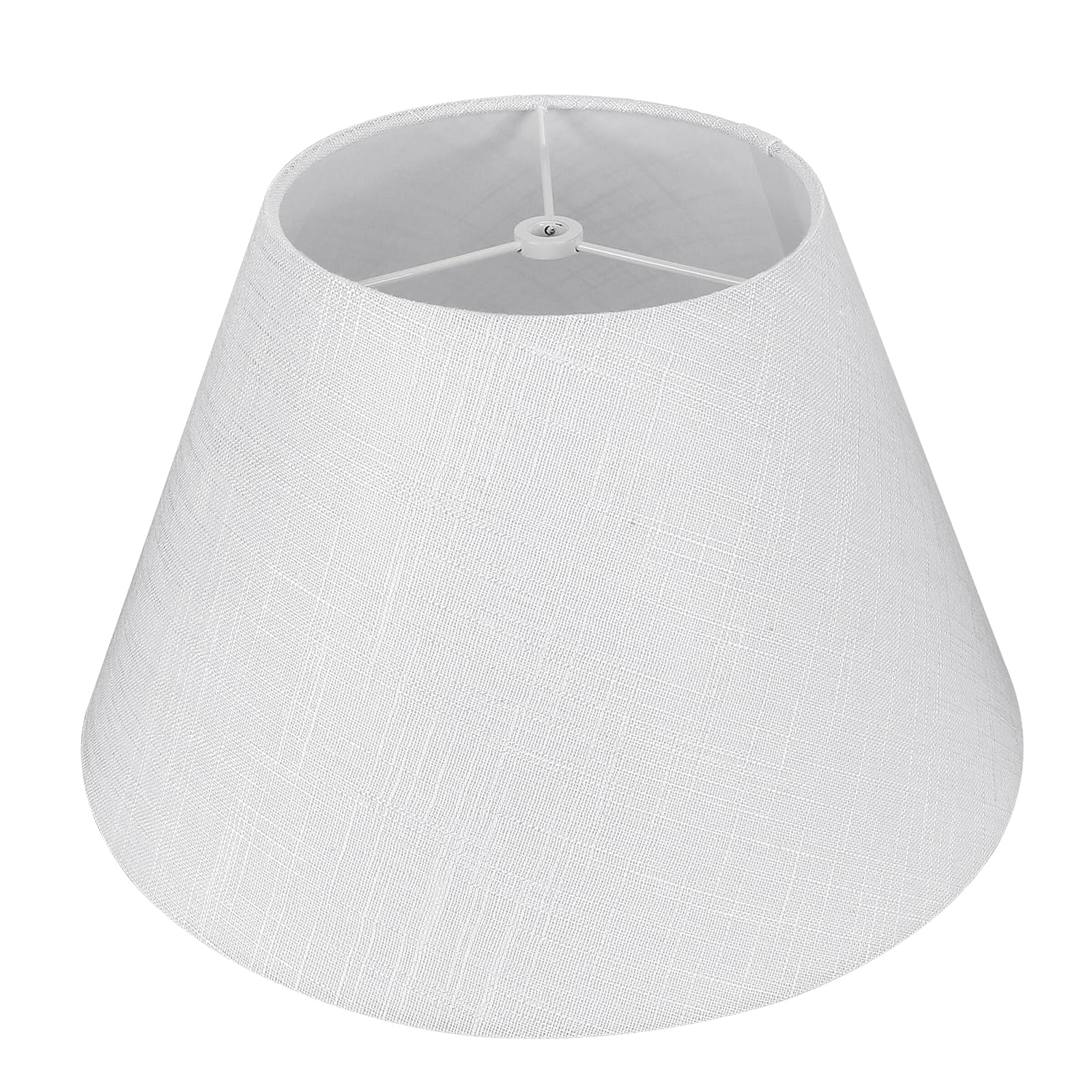 ALUCSET Medium Lamp Shade, Barrel Fabric Lampshade for Table Lamp and Floor Light, 7x13x7.8 inch,Natural Linen Hand Crafted, Spider (White)