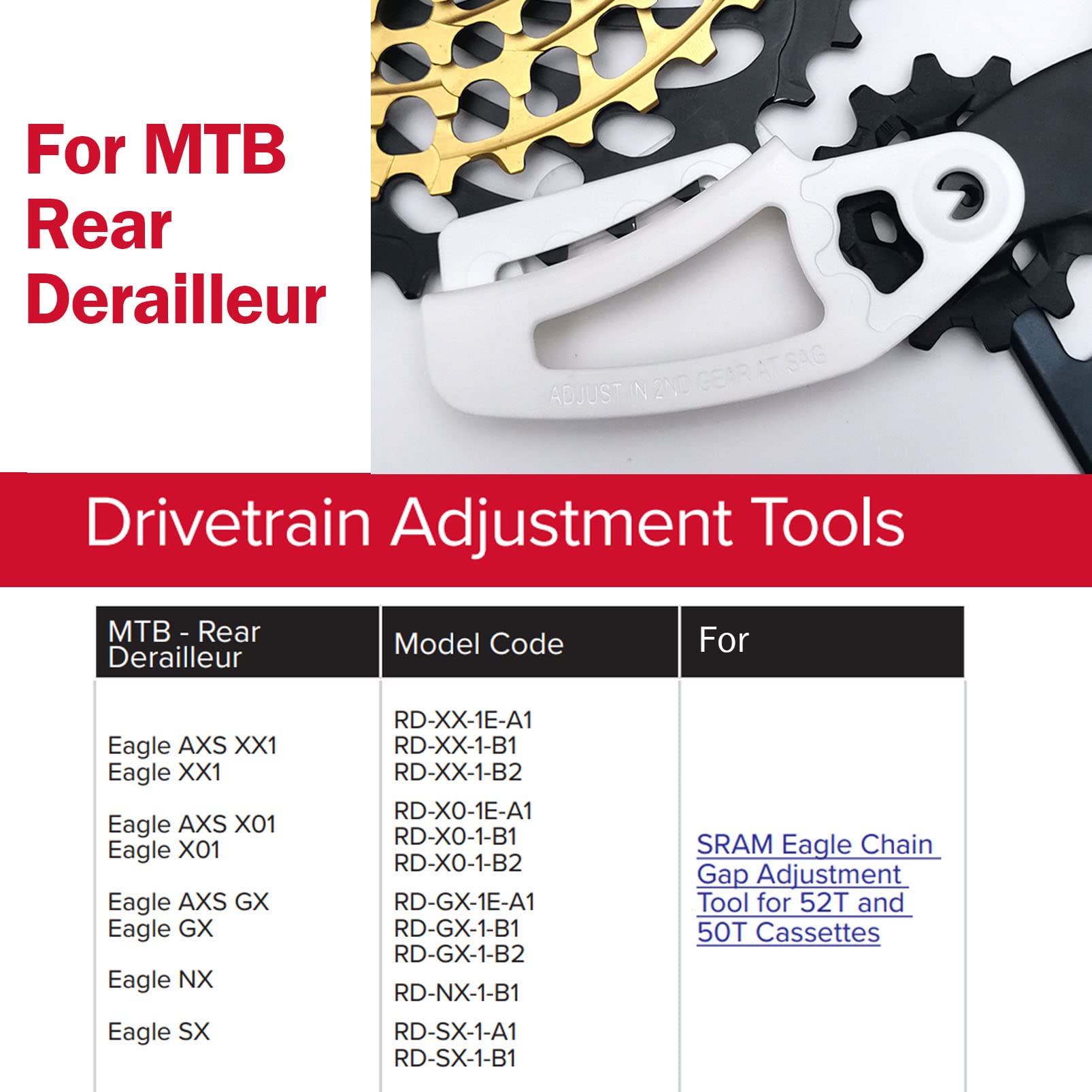 B Gap Adjustment Tool for SRAM Eagle AXS 12 Speed Chaingap Rear Derailleur, for SRAM Eagle 52T / 50T Cassettes 12 Speed, for MTB Eagle GX,NX,XX1,X01