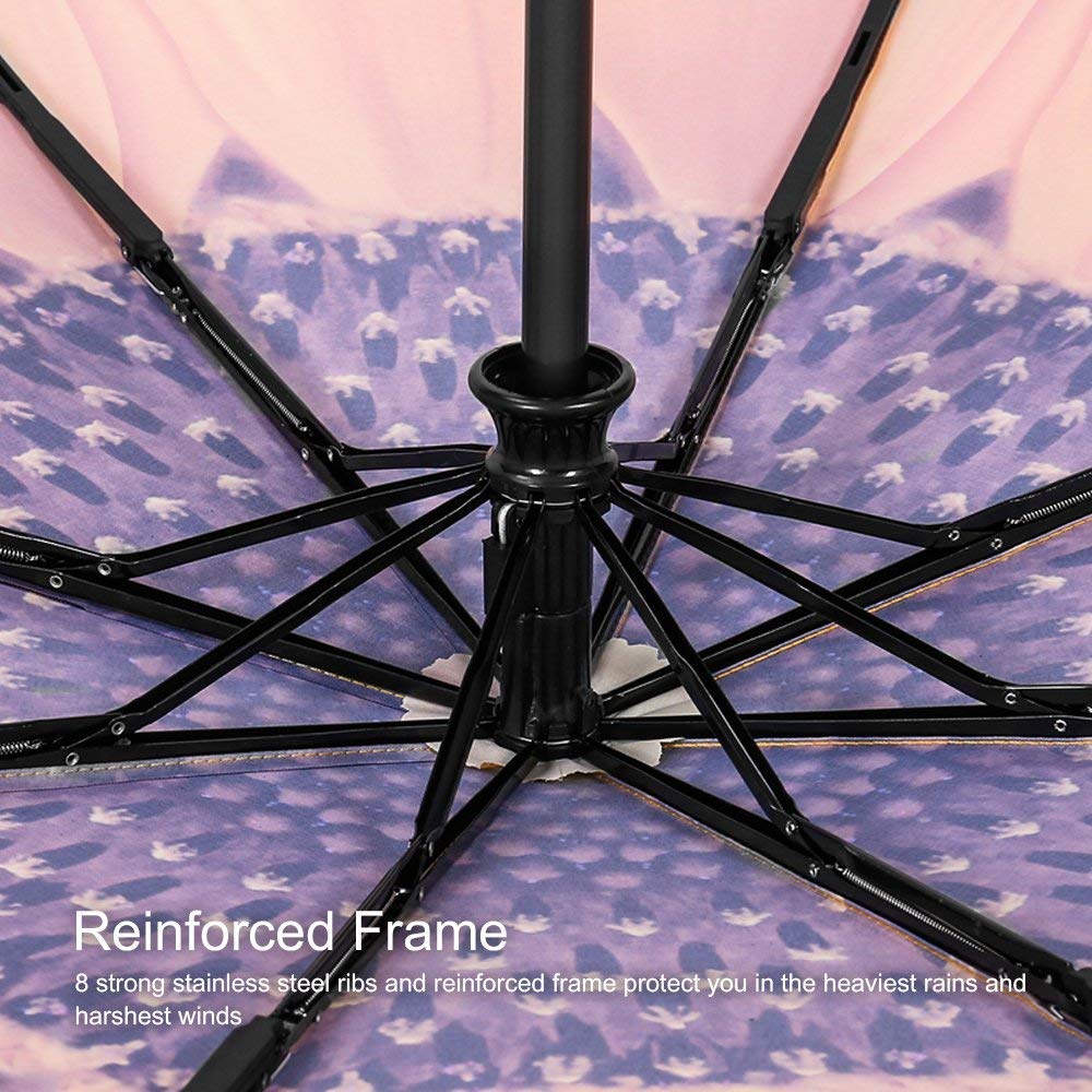 YumSur Automatic Umbrellas - Windproof Lightweight Travel Compact Folding Umbrella Sunflower Design, Reinforced Canopy, Auto Open/Close, for Business and Travels or Summer Wedding Gifts
