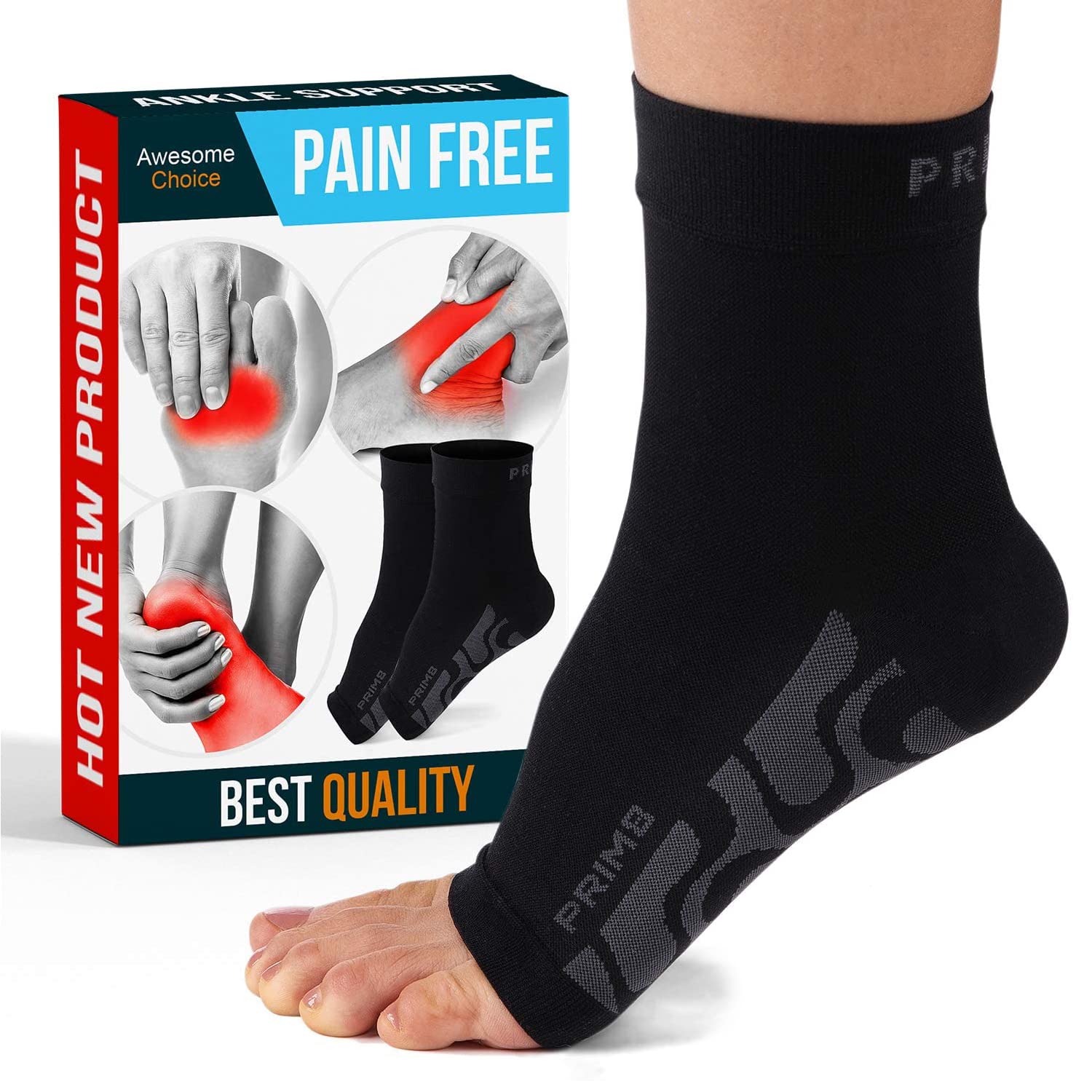 Ankle Brace Sock Compression Sleeve Supports Foot in Joint Pain, Swelling, or Injuries Relief
