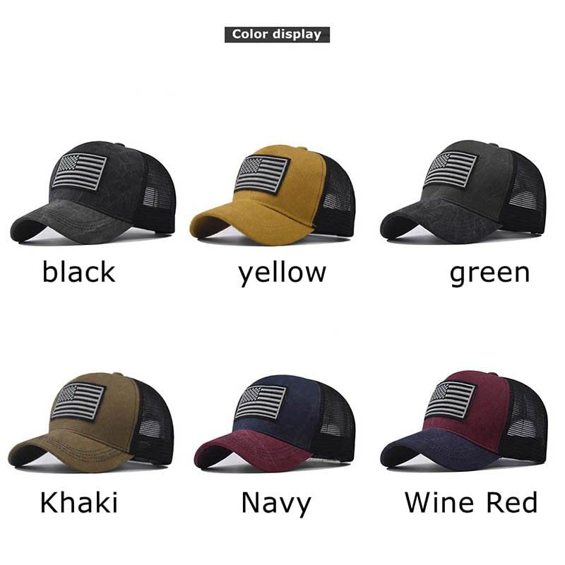 American Flag Trucker Hat - Snapback Hat, Baseball Cap for Men Women - Breathable Mesh Side, Adjustable Fit - for Casual Wear (Wine red)