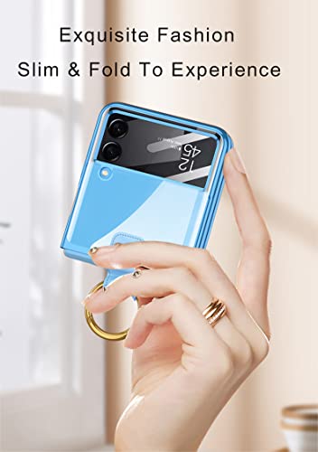 FYTON Galaxy Z Flip 4 Case with Ring, Ultra-Thin Electroplated Frame Z Flip 4 Case with Ring Holder, Anti-Scratch Shockproof Protective Cover with for Samsung Galaxy Z Flip 4 5G (2022), Lavender