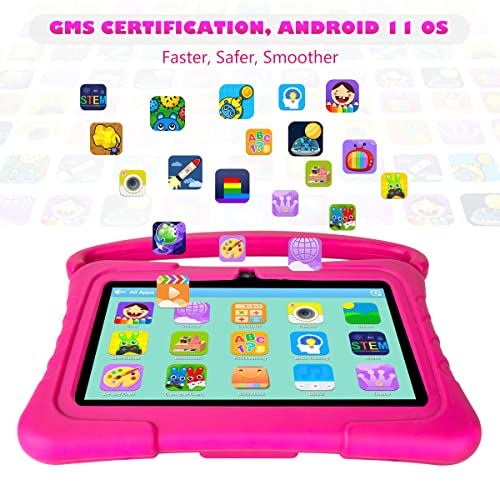 ATMPC Tablet for Kids, Kids Tablet, 7 Inch Kids Tablets 32GB ROM 3GB RAM Android11 Tablet for Kids 3-14 with 2.4G WiFi, GMS, Eye Protection, Educational, Parental Control, Tablet with Silicone Case