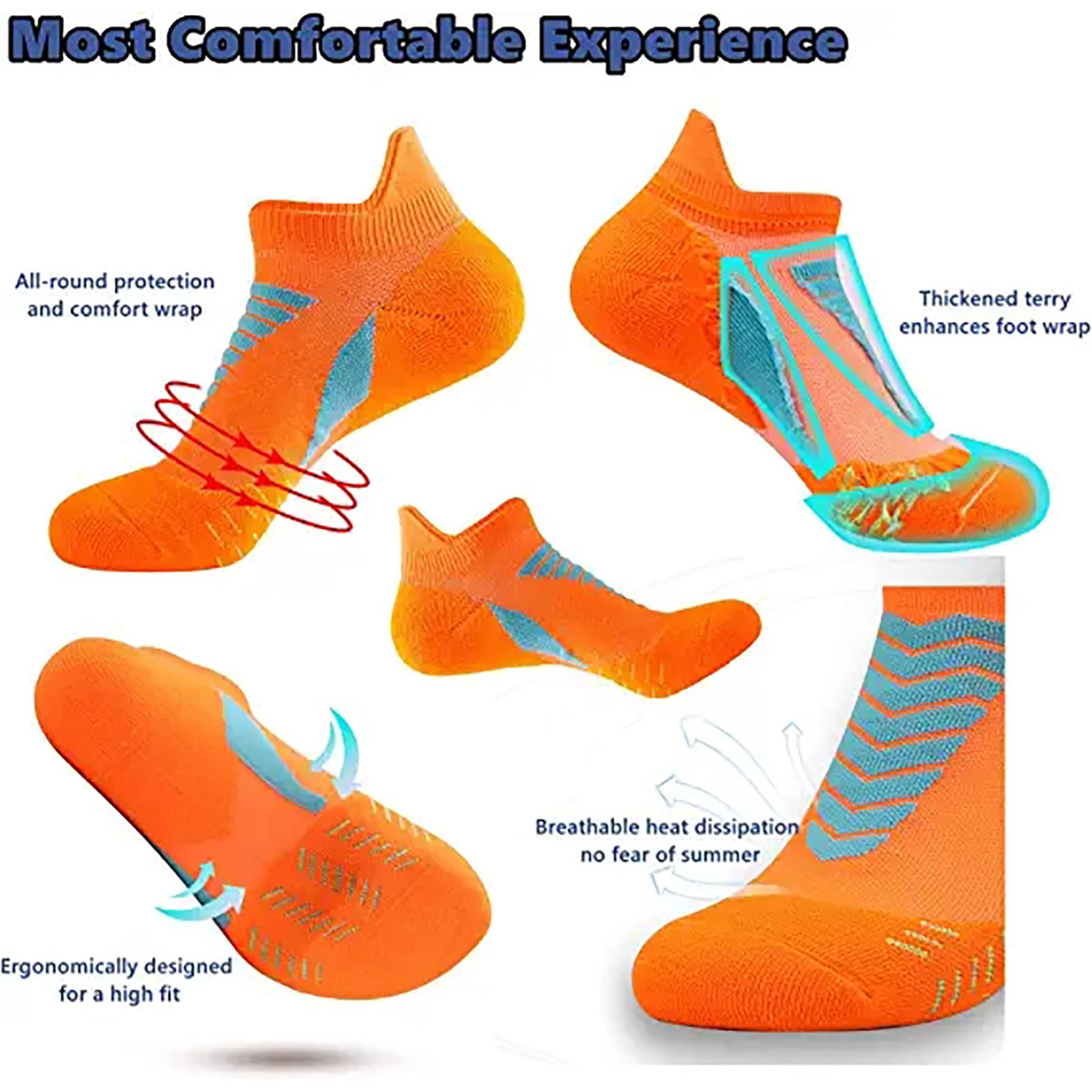 Ankle Socks for Men Women Black Football High Socks Copper Compression Socks Knee High White Socks 6 Pairs