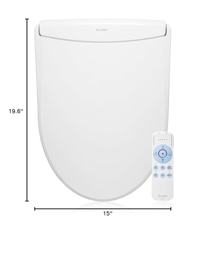 Brondell LS1800-RW Swash Electric Bidet Toilet Seat with Oscillating Stainless Steel Nozzle, Warm Air Dryer, Heated, Night Light, Gentle Close Lid, Thin Profile, Remote Control, Round