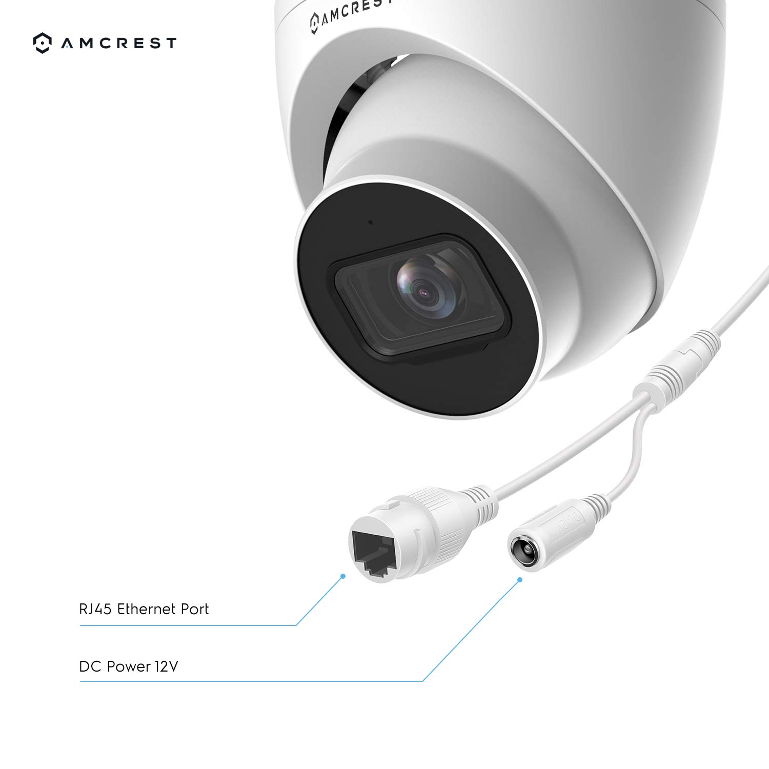 Amcrest 2-Pack 5MP UltraHD Outdoor Security IP Turret PoE Camera with Mic/Audio, 5-Megapixel, 98ft NightVision, 2.8mm Lens, IP67 Weatherproof, MicroSD Recording (256GB), 2PACK-IP5M-T1179EW-28MM White