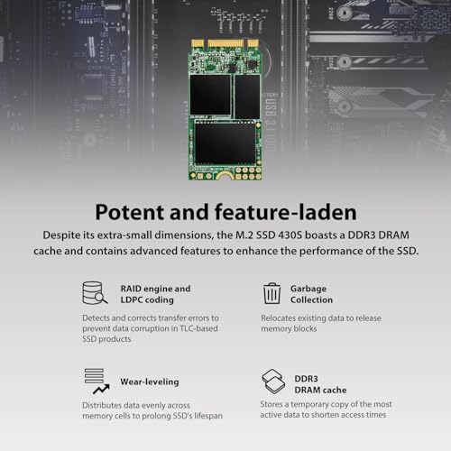 Transcend 128GB MTS430S M.2 2242 SATA3 SSD, Internal Solid State, Compatible with Laptop & PC Desktop - TS128GMTS430S