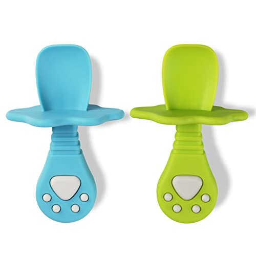 Baby Spoons - First Stage Toddler Utensils - Baby Led Weaning Spoons - Food Grade Soft Silicone Anti-Choke, Self Feeding Set