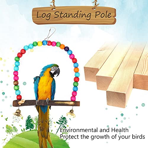 Bird Swing, Parakeet, Budgie and Hummingbird Swing Perch, Wooden Dowel Makes for Resting Spot, 1-Piece,Multi Color 5.5 x 5.6 Inch