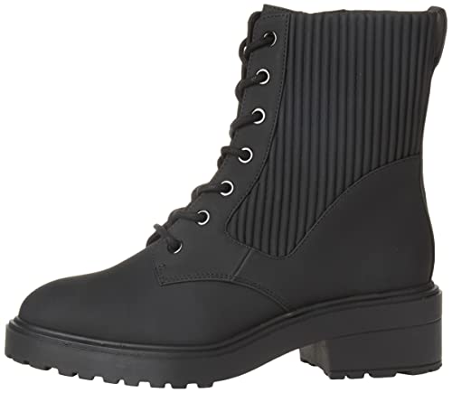 Amazon Essentials Women's Rubberized Combat Boot with Chunky Outsole, Black, 7