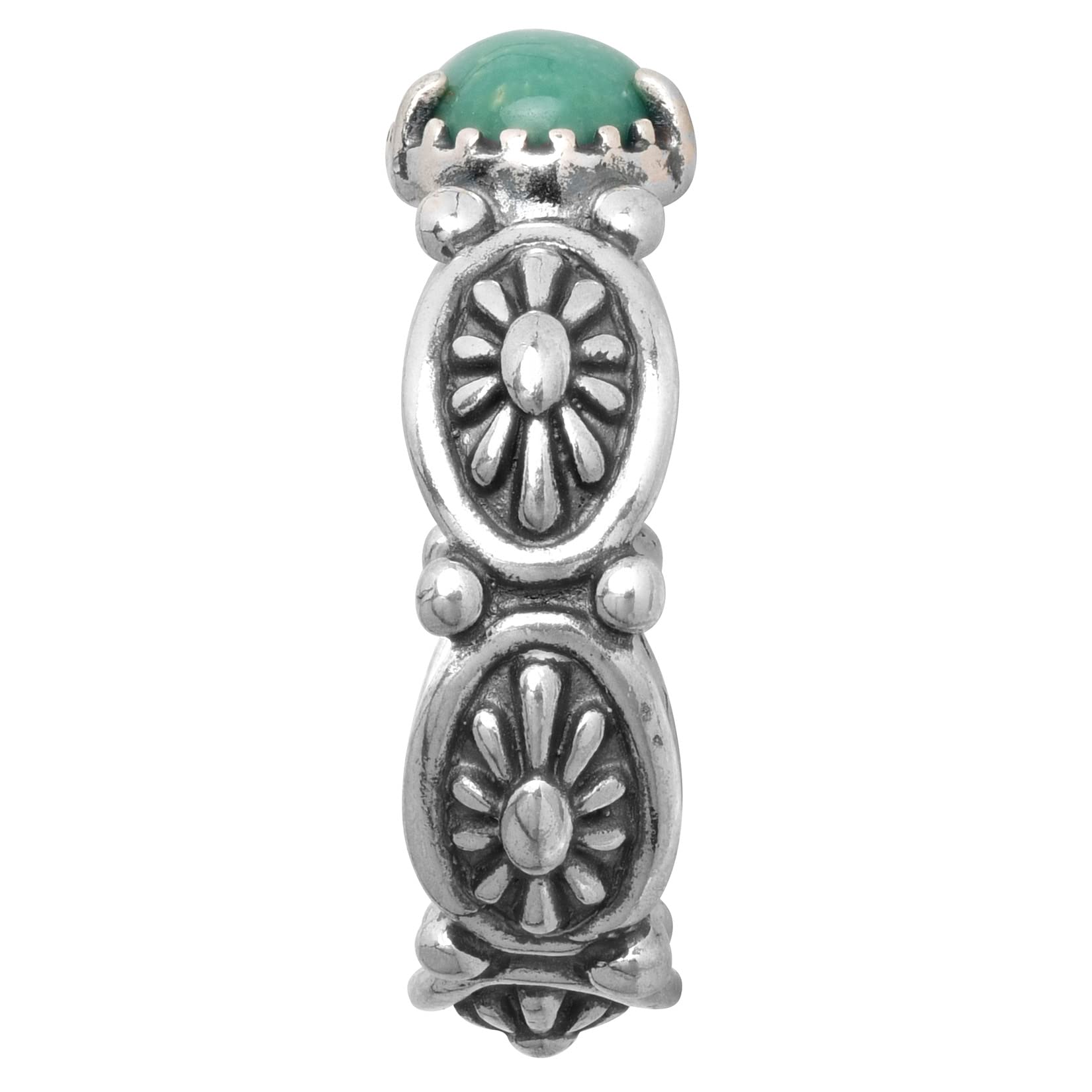 American West Sterling Silver Women's Ring Green Turquoise Gemstone Concha Design Size 8