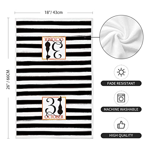 Artoid Mode Stripes 31 October Happy Halloween Ghost Pumpkins Trailer Kitchen Towels Dish Towels, 18 x 26 Inch Hand Towel Bathroom Gift Set of 2