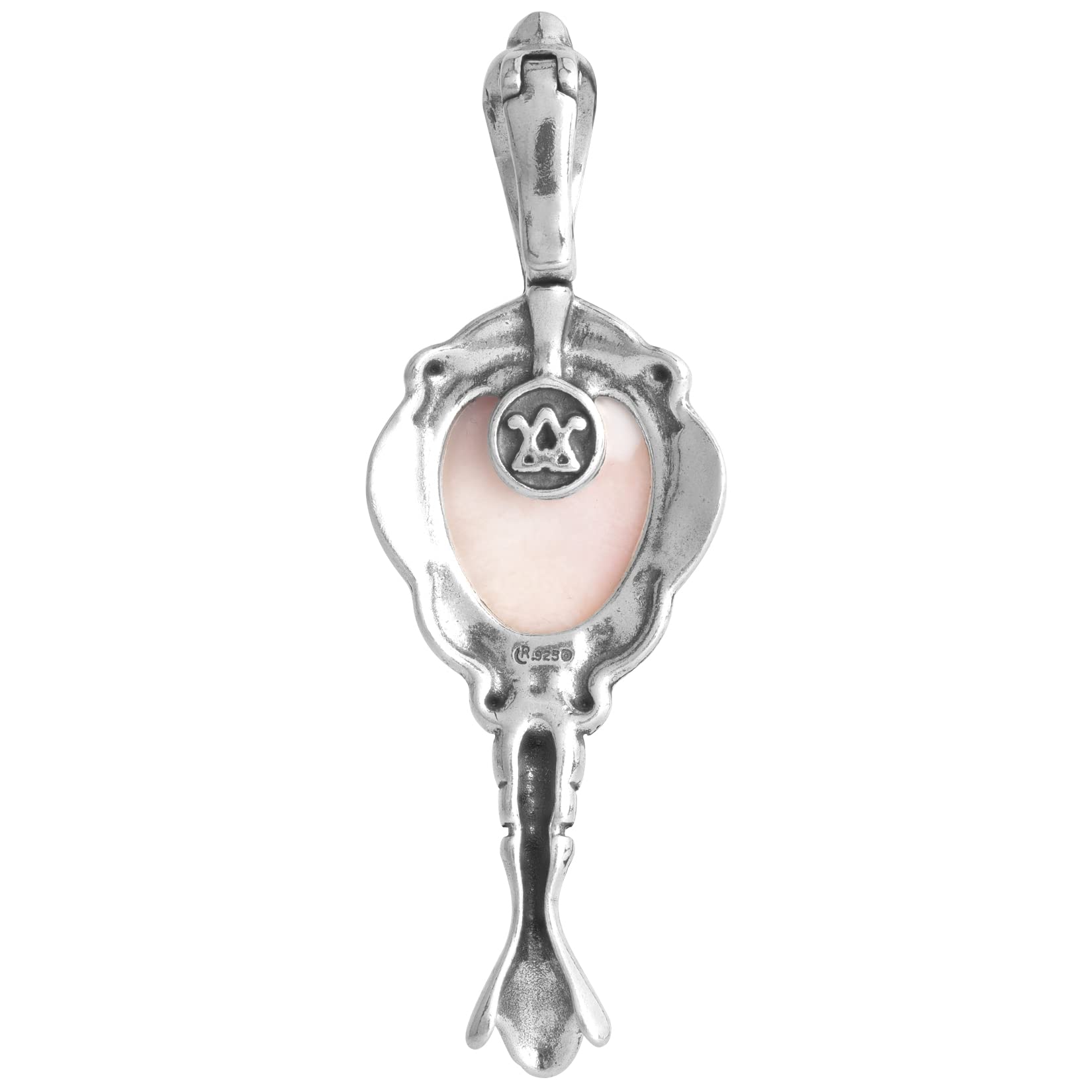American West Sterling Silver Women's Pendant Enhancer Orange Spiny Gemstone Squash Blossom Design