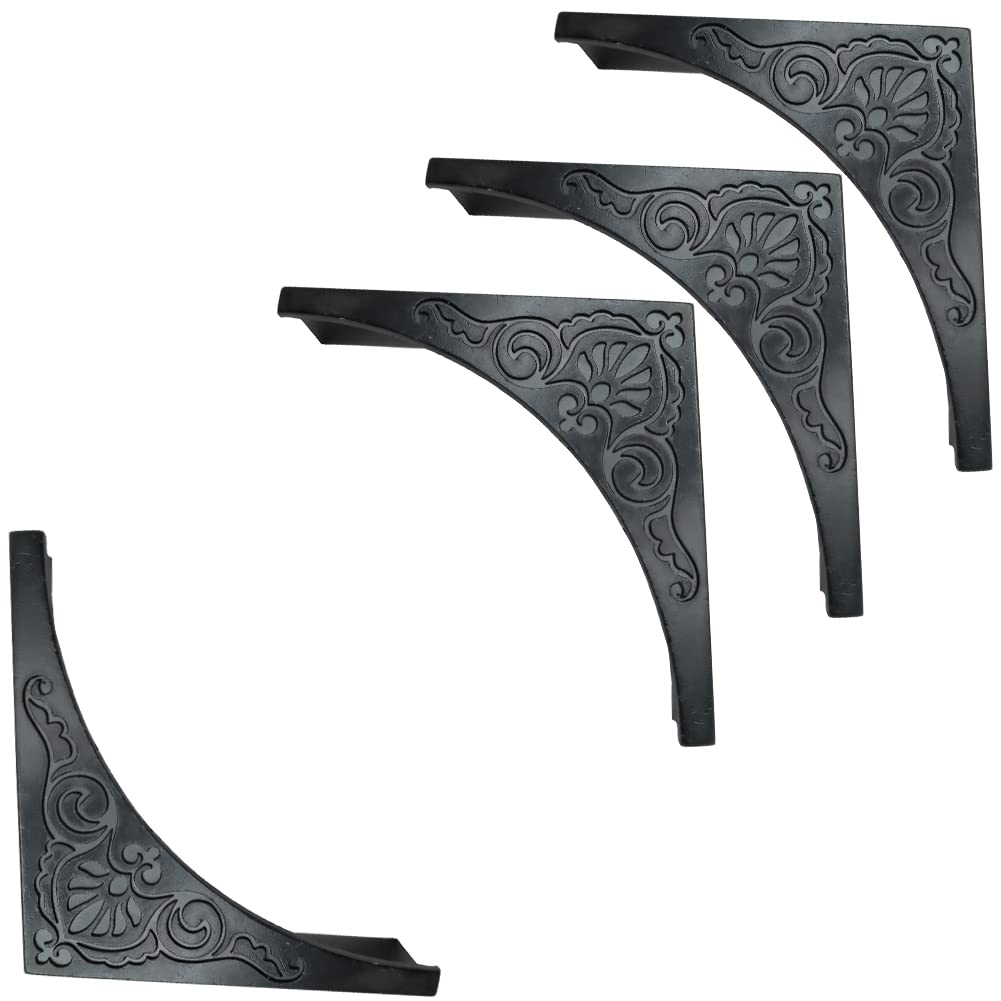 CPELLESSE 4 pcs Furniture Corner Protector, Metal Box Corner Protector Large, Safety Bumper Guard Black Decorative Corner Protector Corner Covers for Table (Printing, Black)