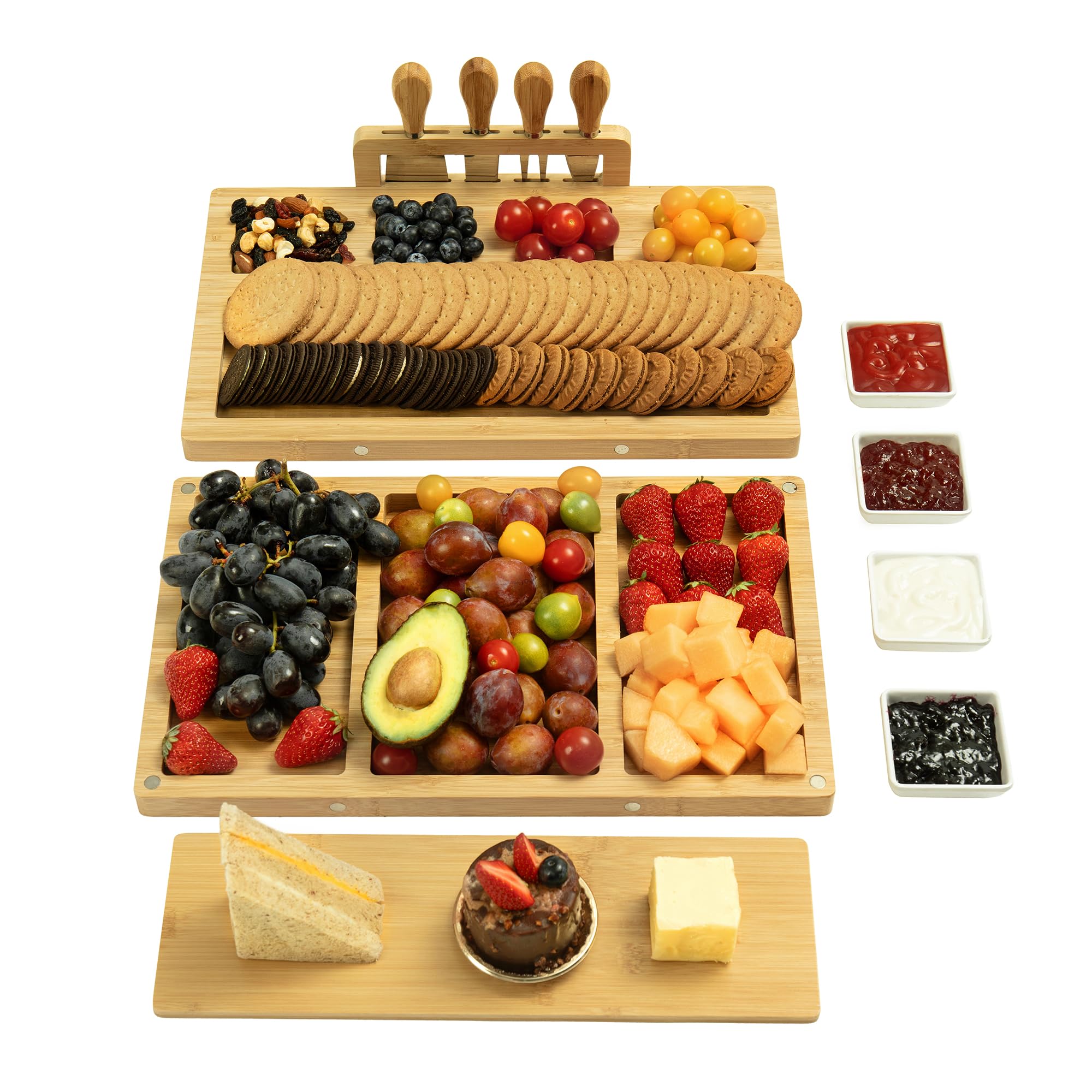 Charcuterie Board Cheese Boards Gift Set with Stainless Steel Knives, Slates and Bowls. Housewarming Gift, Wedding Gift for Couple, Bridal Shower Aperitif Board