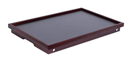 BIRDROCK HOME Bamboo Lap Tray with Black Top - Work from Home - Foldable Breakfast Serving Bed Tray - Lap Desk with Wide Tilting Top - Laptop Computer Stand for Couch Bed Chair - TV Tray