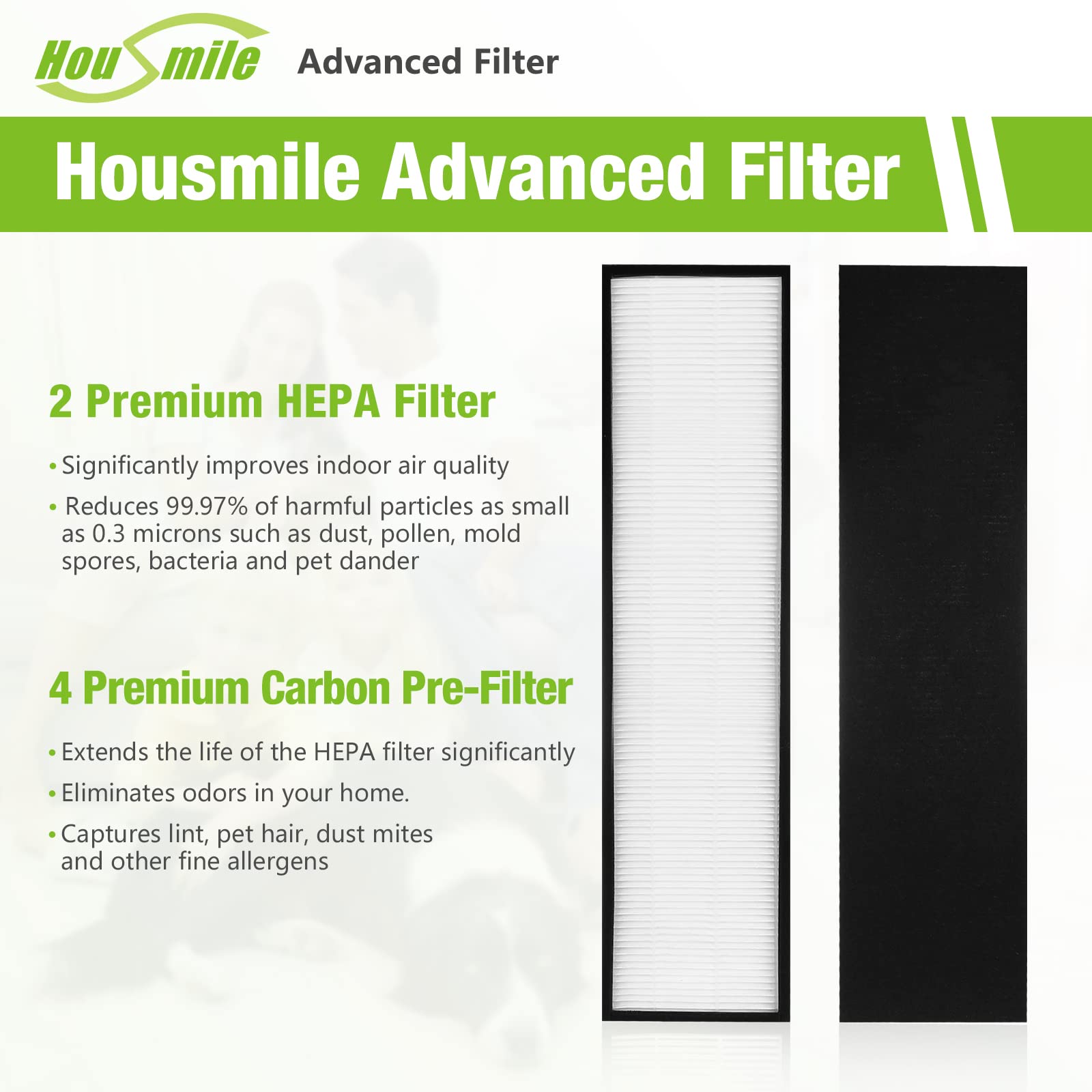 Replacement Filter C Compatible with G-Guardian AC5000 AC5000E AC5250PT AC5350B AC5350W AC5300B Air Purifiers. 3-in-1 True HEPA High Filtration Air Purifier Filter, 2 Pcs
