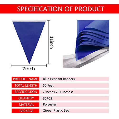 TSMD Solid Blue Pennant Banners Flags String DIY Bunting Flags,Party Decorations for Grand Opening,Kids Birthday,Party Events Celebration