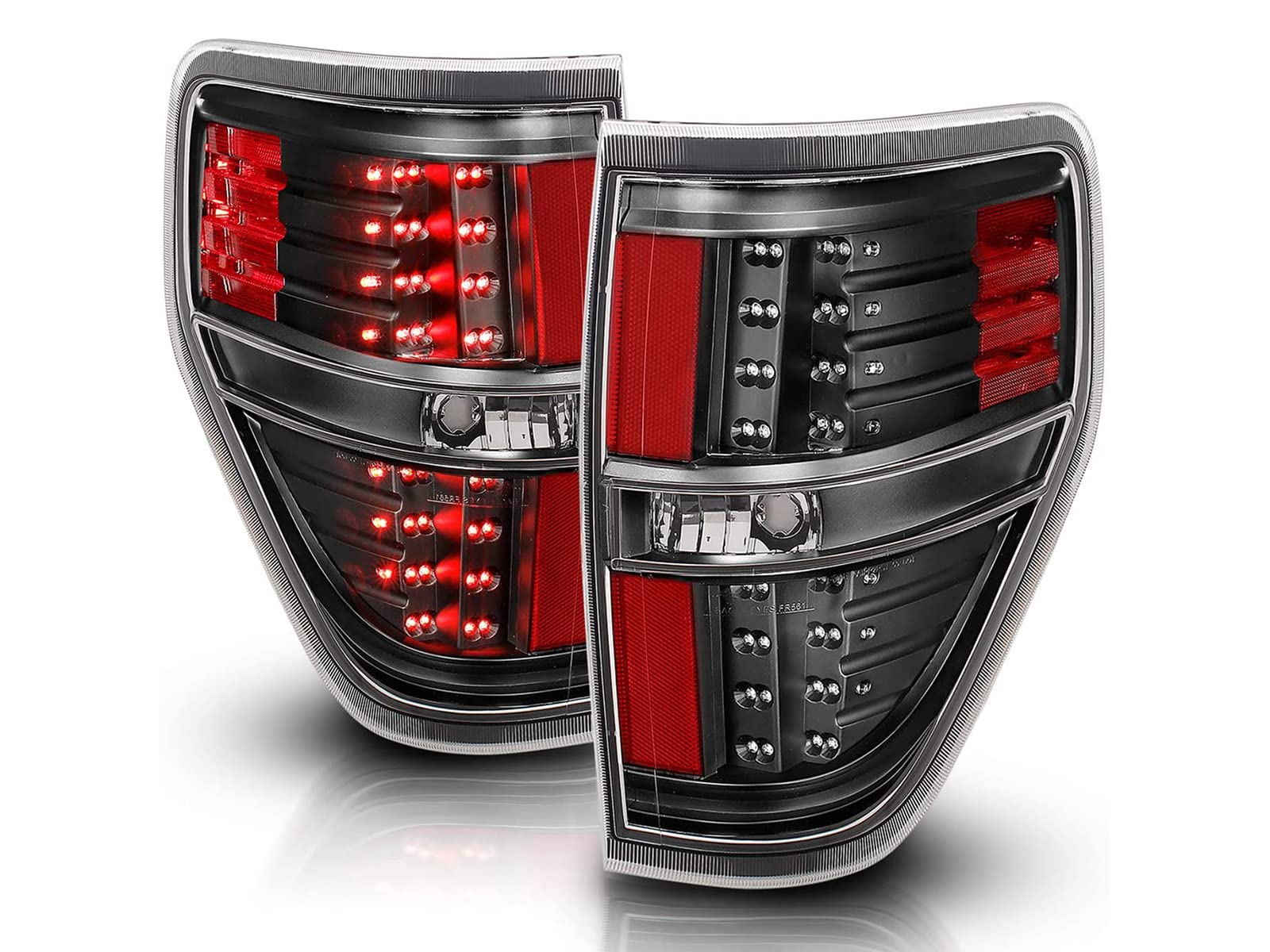 AmeriLite Black LED Replacement Brake Tail Lights Set For 09-14 Ford F-150 - Passenger and Driver Side