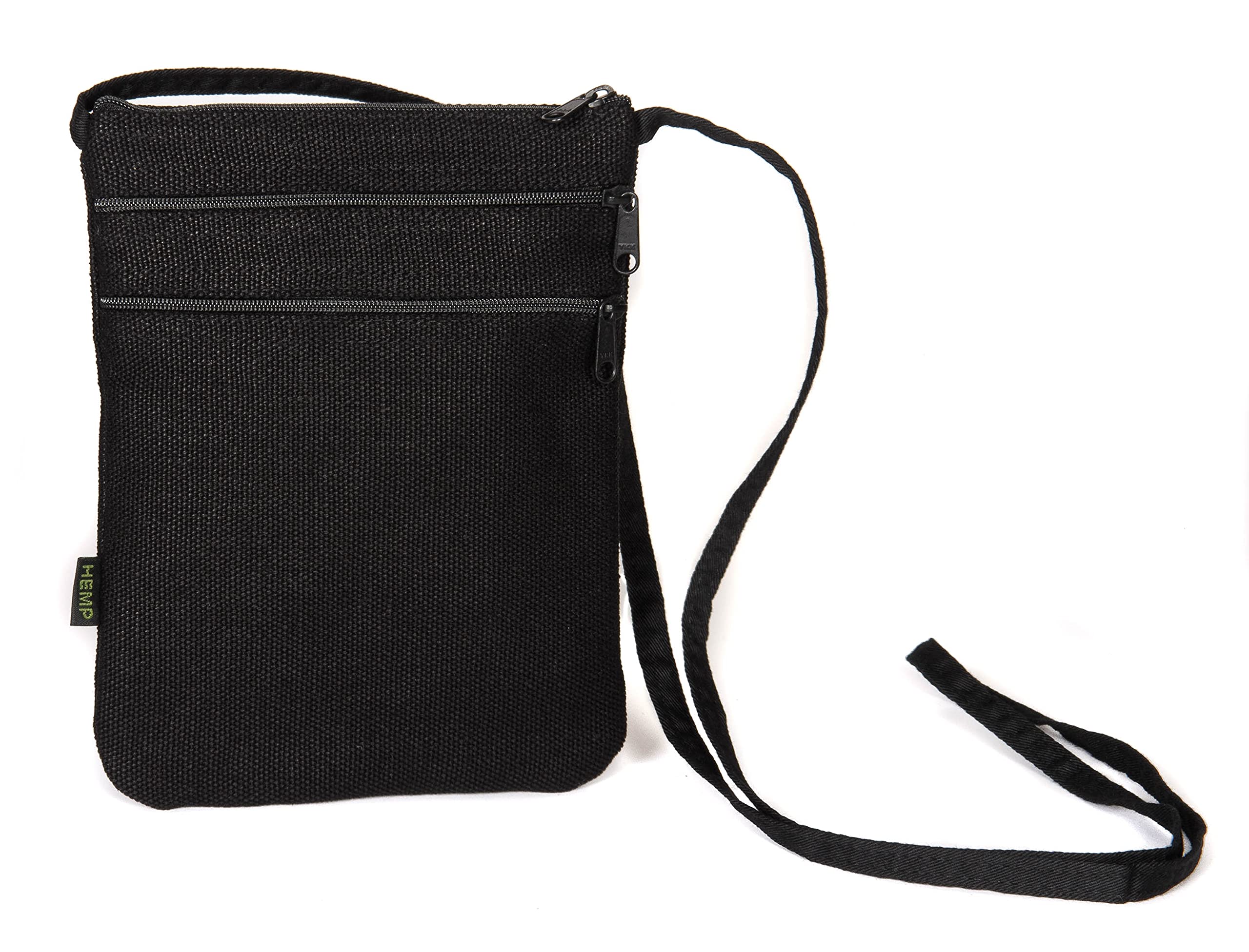 hempmania 100% Hemp Three Zip Purse-Large (Black)