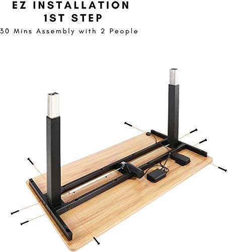 CAXXA Sit Stand Adjustable Height Desk Electric for Home Office (Urban Teak Tabletop, 48" x 24")