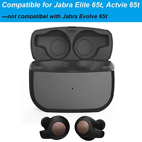 Charging Case Compatible with Jabra Elite 65t / Active 65t, Replacement Charger Case Protective Cover for Elite 65t, Active 65t Bluetooth Earbuds (Black)