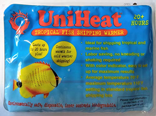 Uniheat Shipping Warmer 20+ Hours, 12 Pack >Plus!< 1-10"x18" Shipping Bags, 20+ Hour Warmth for Shipping Live Corals, Small Pets, Fish, Insects, Reptiles, Etc.