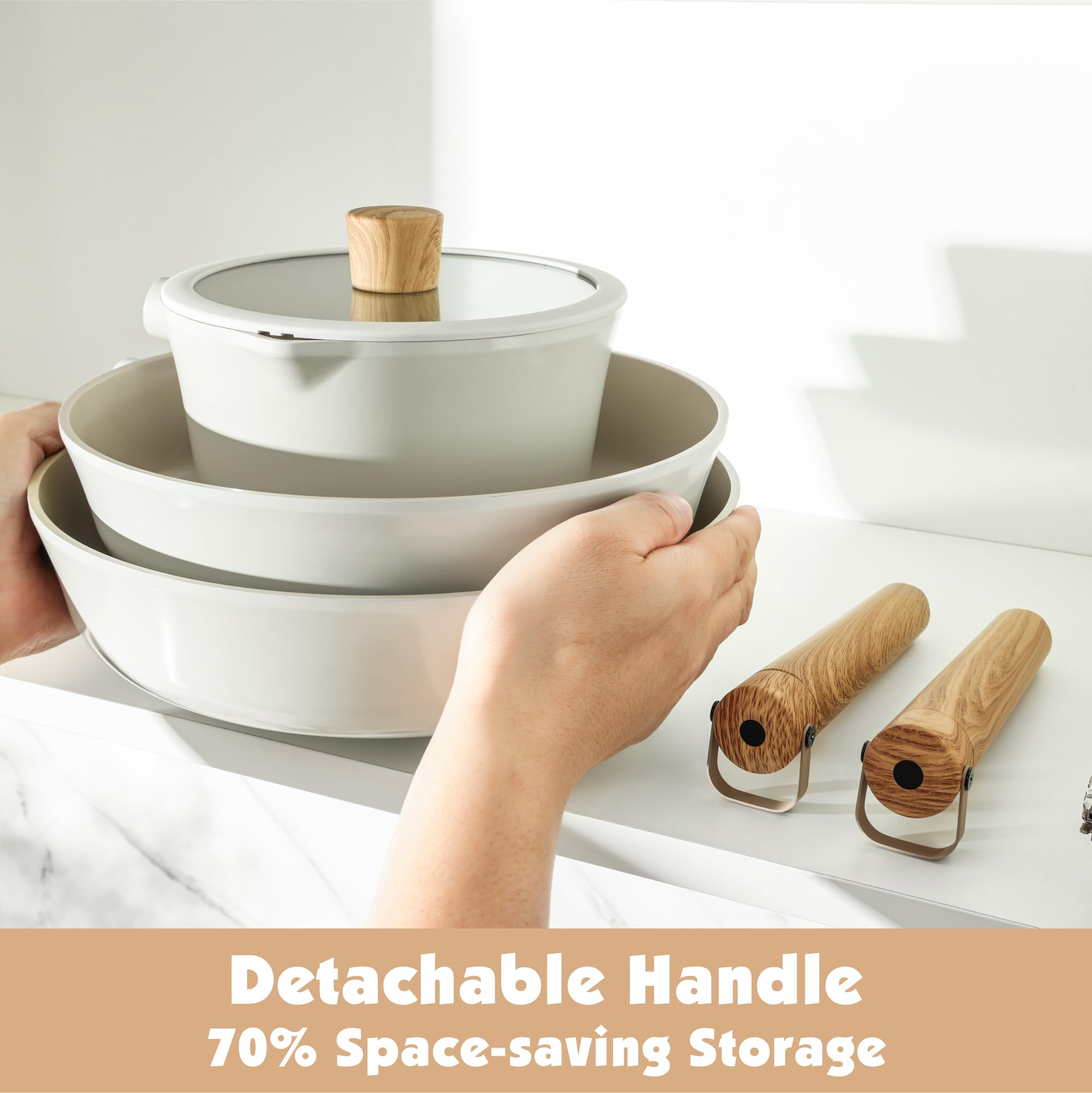 SENSARTE PASCA Ceramic Nonstick Pots and Pans Set 14pcs, Healthy Cookware Set, Non-toxic Induction Kitchen Cooking Set, Dishwasher & Oven Safe, PFAS/PTFE/PFOA Free