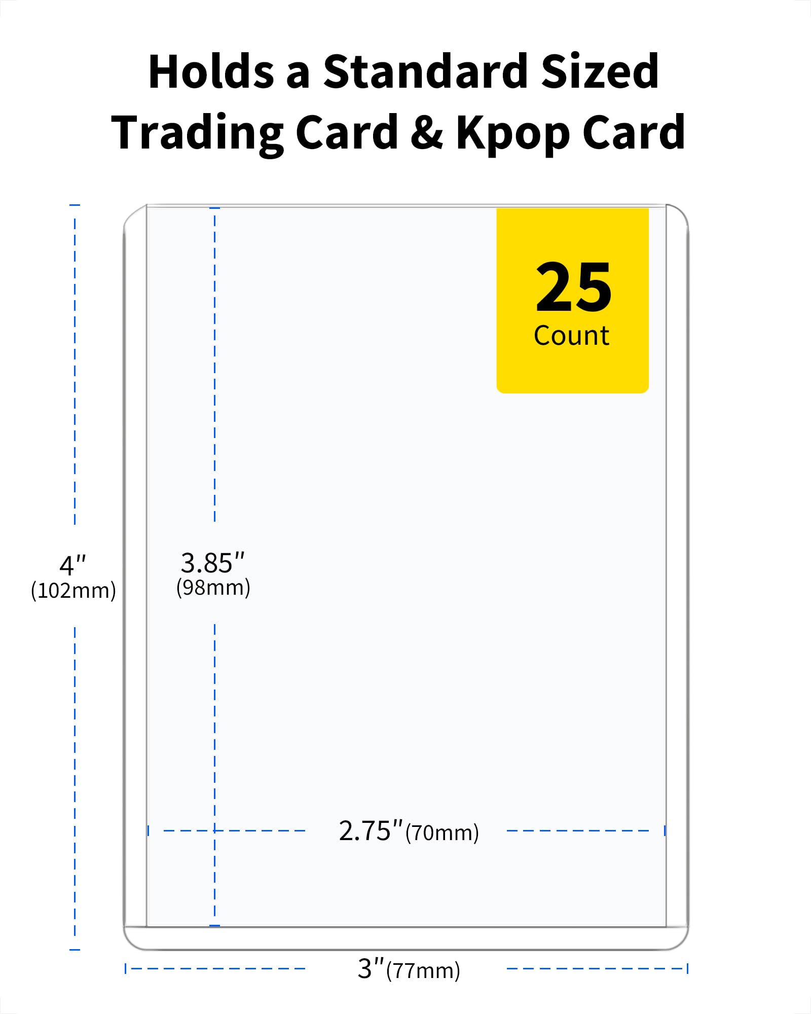 HYARUAT 3x4 Toploaders - 35pt Clear Top Loaders for Trading Cards, Card Protectors Hard Plastic with Protective Film, 25 Pack