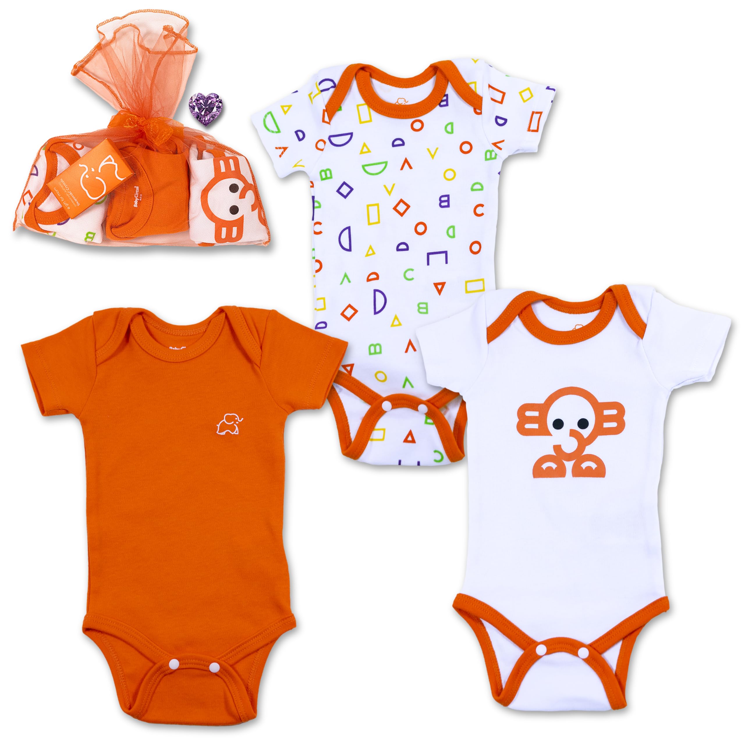 BabyCircus, Gender-Neutral, Baby Bodysuits/Onesies Gift Set, 100% Cotton USA, 0-3 Month