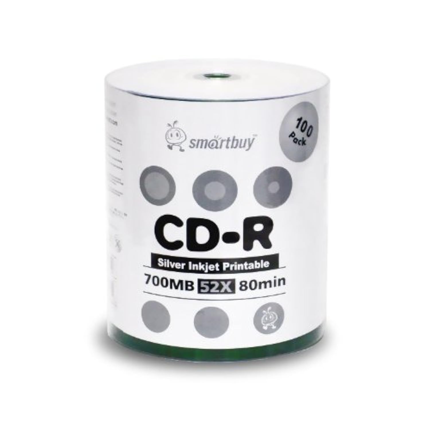 Smartbuy 100-disc 700mb/80min 52x CD-R Silver Inkjet Hub Printable Blank Media Disc + Black Permanent Marker