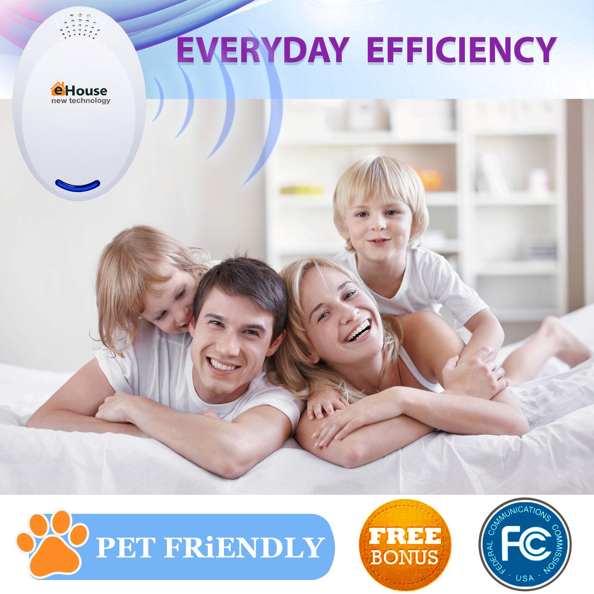 BH-4, Ultrasonic Pest Control Repeller - Electronic & Ultrasound, Indoor Plug-in Repellent - Get rid of - Rodents, Mice, Squirrels, Bats, Insects, Bed Bugs, Ants, Fleas, Spiders, Roaches (2 Pack)