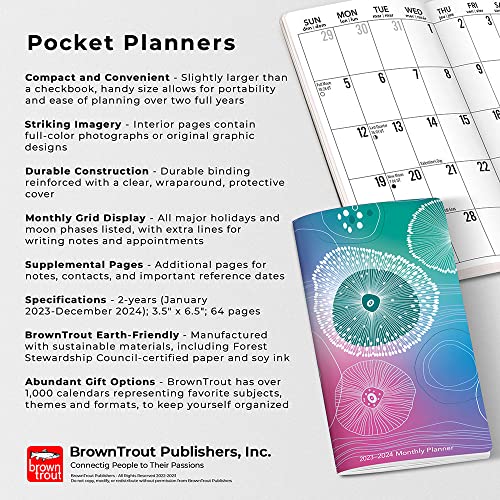 Ariel Collection | 2023-2024 3.5 x 6.5 Inch Two Year Monthly Pocket Planner Calendar | BrownTrout | Planning Stationery