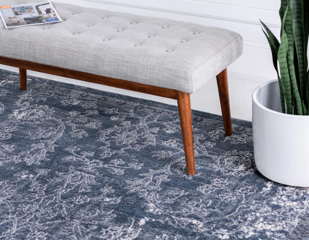 Unique Loom Portland Collection Area Rug - Albany (7' 10" Square, Blue/ Gray)