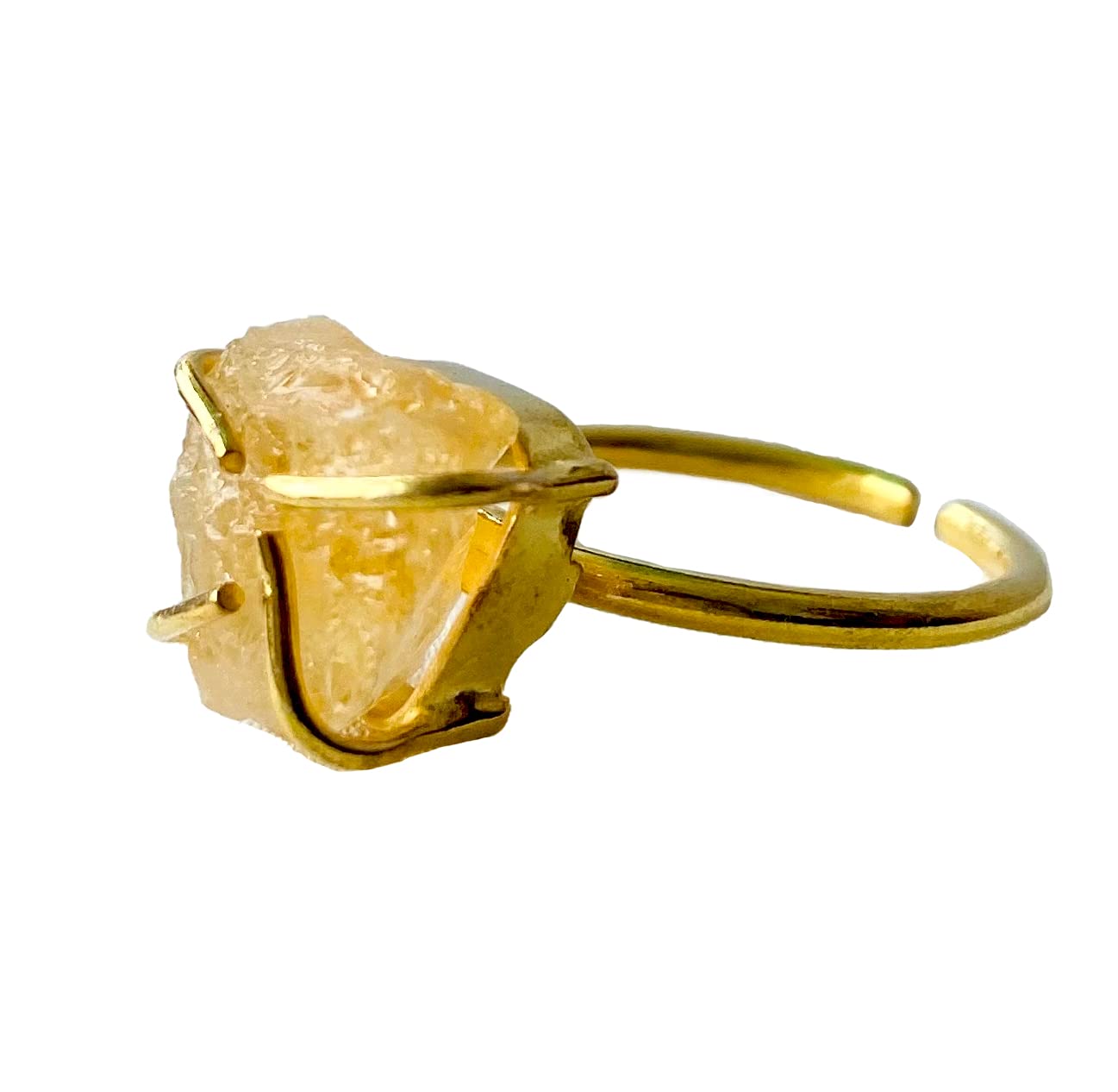 ALPHA Raw Citrine Adjustable Ring For Unisex Uncut Gemstone Prong Jewelry November Birthstone Gift For Him And Her