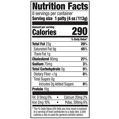 Amazon Fresh Brand, Frozen Ground Beef Burger Patties, 80% Lean/20% Fat, 2 lb, Pack of 8