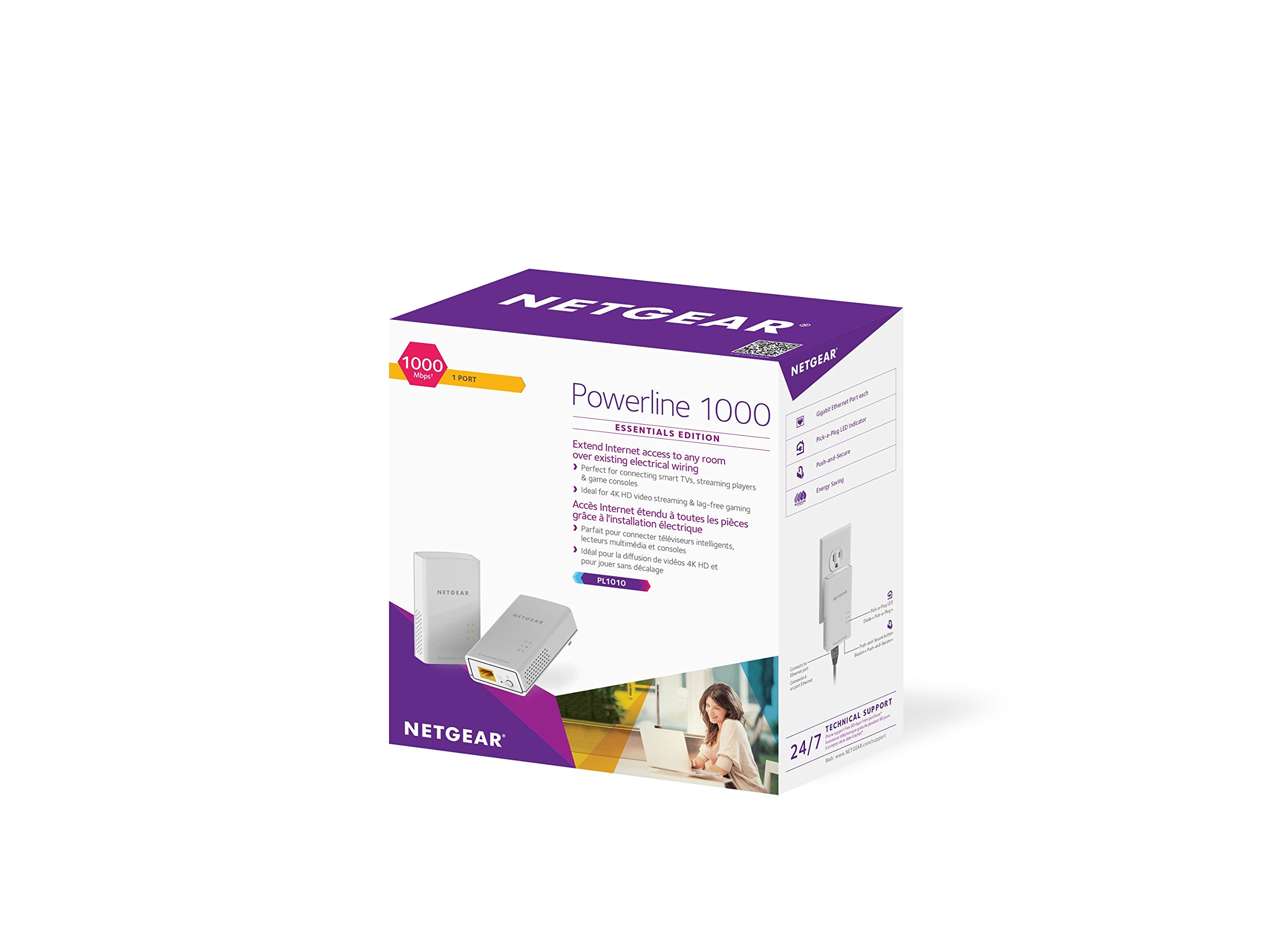 NETGEAR PowerLINE 1000 Mbps, 1 Gigabit Port - Essentials Edition (PL1010-100PAS)