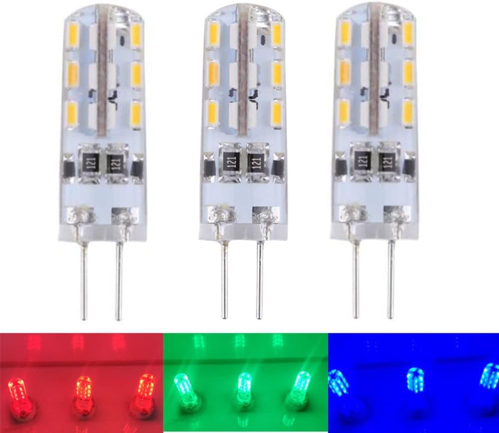 Best to Buy (8-Pack) Brightest 2-Watt G4 LED Bulb 12V AC/DC, 24 SMD 3014 LED, 2W Green Blue Red Color (Jc10 Bi-pin 10-13W Replacement) (Green) (Green)
