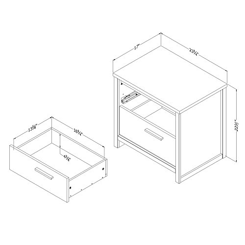 South Shore Tao 2-Drawer Nightstand, Natural Walnut