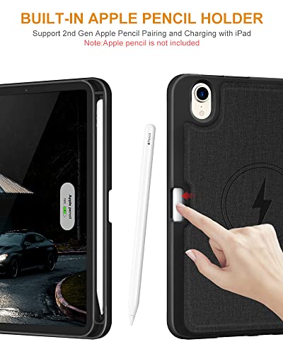 DTTO Case for iPad Mini 6th Gen 8.3 Inch 2021 with Pencil Holder, Multi - Angle Magnetic Standing Cover with TPU Back Shell [Auto Wake/Sleep], Black