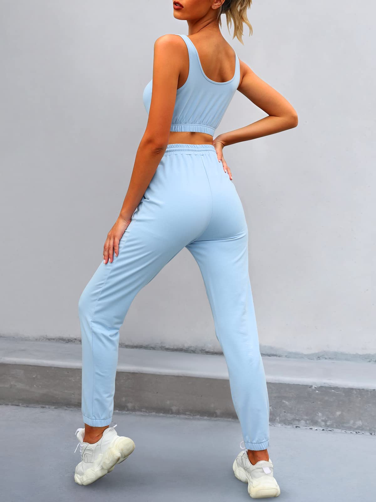 ANRABESS Women Sweatsuits Bra and Sweatpants Set 2 Pieces Jogger Tracksuit With Pocket A379-hulan-XL