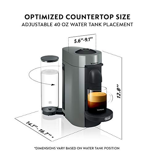 Nespresso VertuoPlus Coffee and Espresso Machine Bundle by De'Longhi with Vertuoline Variety Pack Coffees included