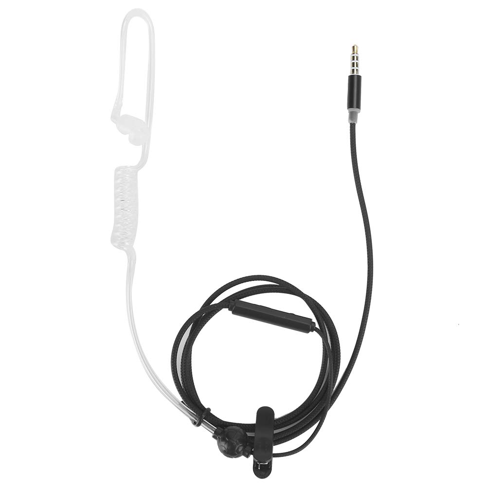 ASHATA 3 Sets Air Tube Headset, Single Earbud, 3.5mm Anti Radiation Noise Reduction Wire Control Headphone with Mic,Air Tube Acoustic Earbuds with Collar Clip