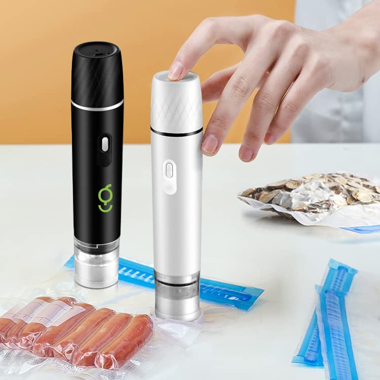 AllGoods Handheld Portable, Powerful and Convenient Lightweight Vacuum Sealer and Food Storage with Long Lasting USB Rechargeable Battery. (White)
